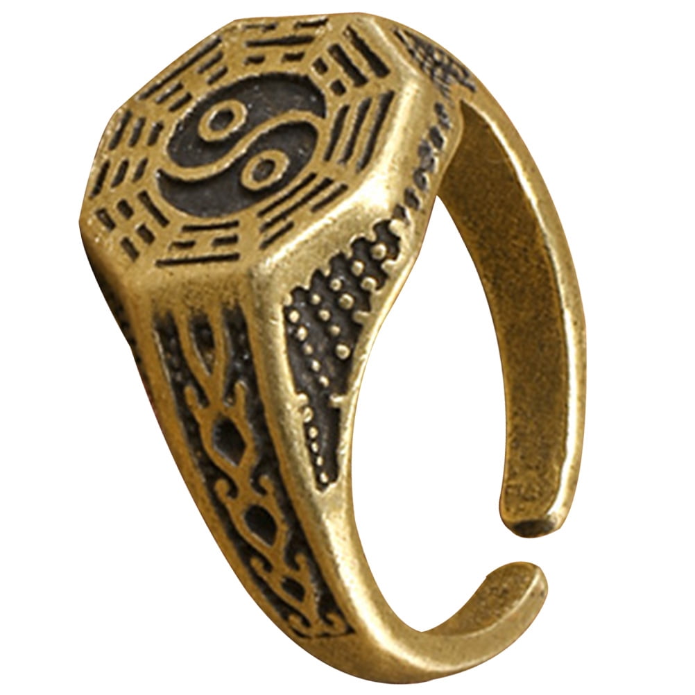 Hemoton Taoism Ring Adjustable Open Ring Statement Finger Ring Chinese ...