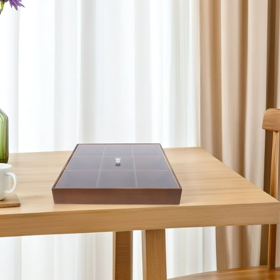 Hemoton Tea Bag 9-Compartment Organizer Wooden Storage Box with Acrylic ...