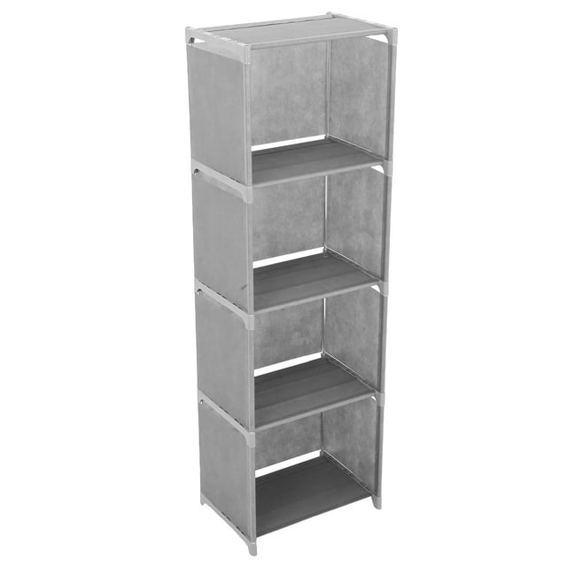 Hemoton Tiered Bookshelf Tall Narrow Shelves Metal Bookcase Storage ...