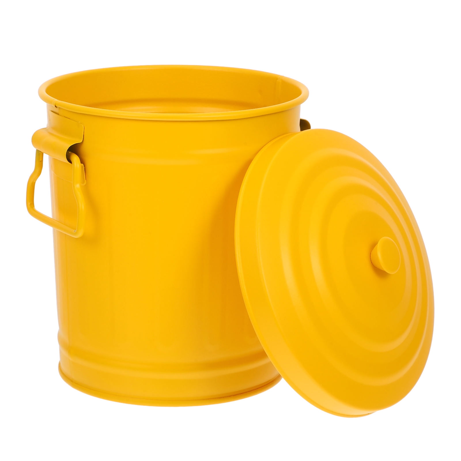 Hemoton Tin Trash Can with Lid 1 Set Metal Kitchen Waste Basket ...