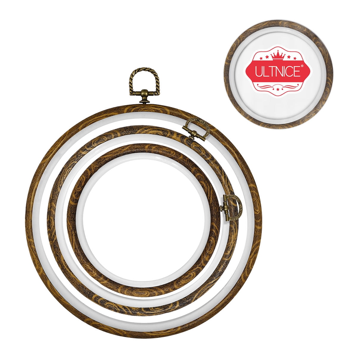 Hemoton ULTNICE 3Pcs Embroidery Hoops Cross Stitch Ring Imitated Wood ...