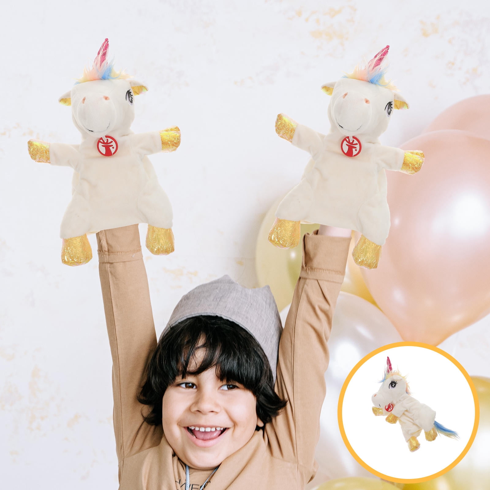 HEMOTON Hemoton Plush Unicorn Hand Puppet Animal Toy for Kids ...