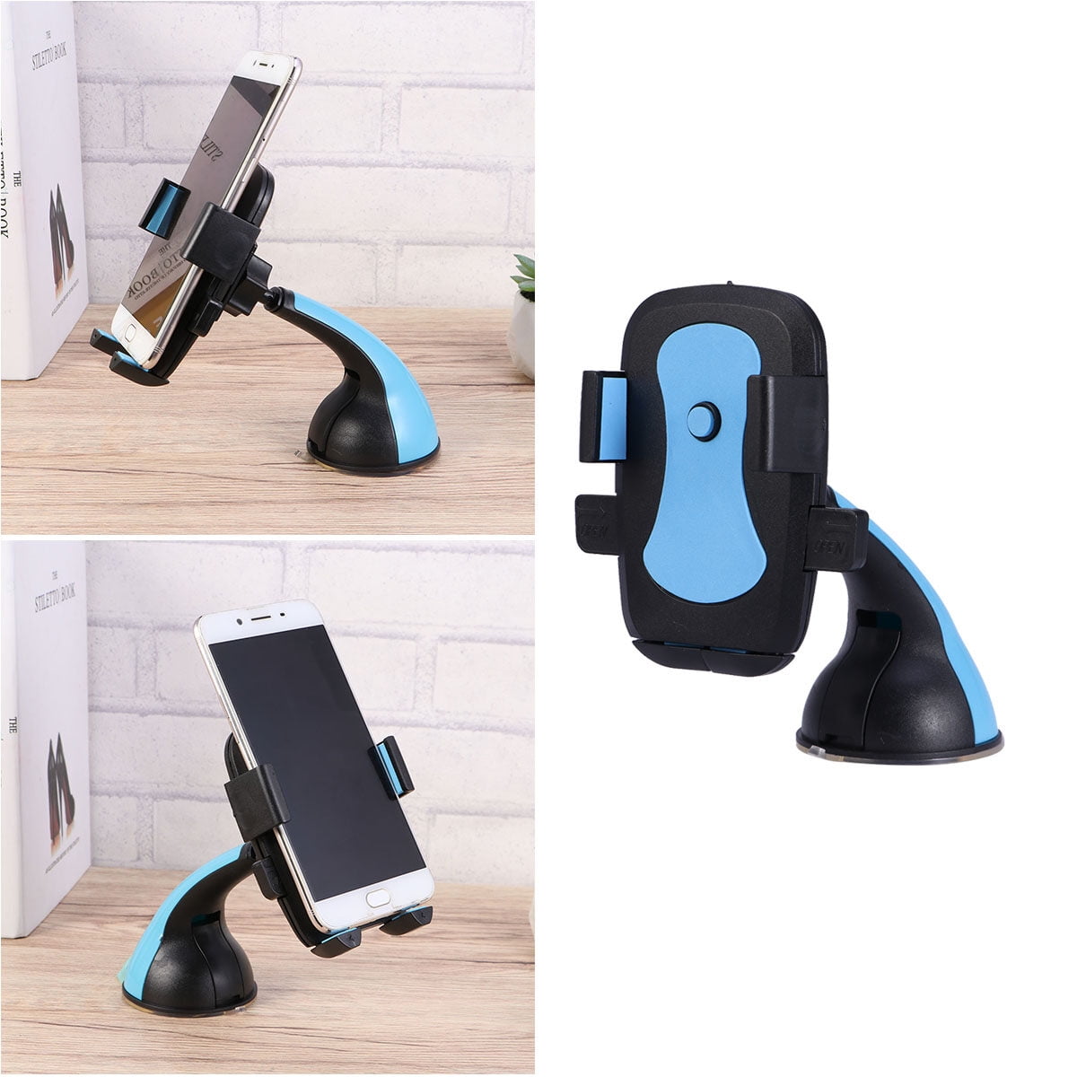 Hemoton Vehicle Phone Mount Stable Suction Cup Holder Automatic Lock ...