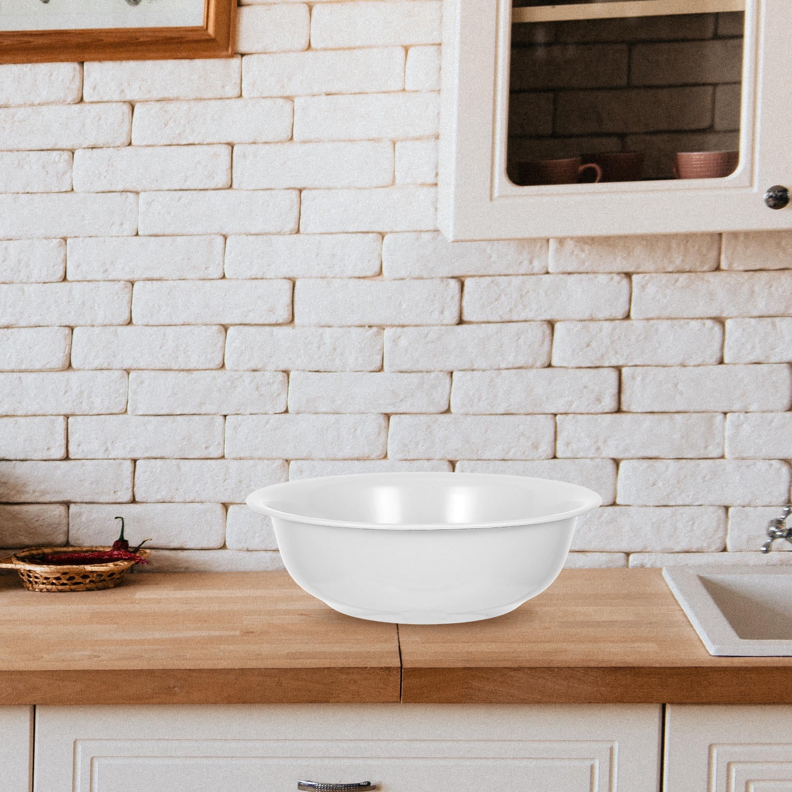 Hemoton Vintage Enamel Wash Basin Large Capacity Enamelware Bowl for ...