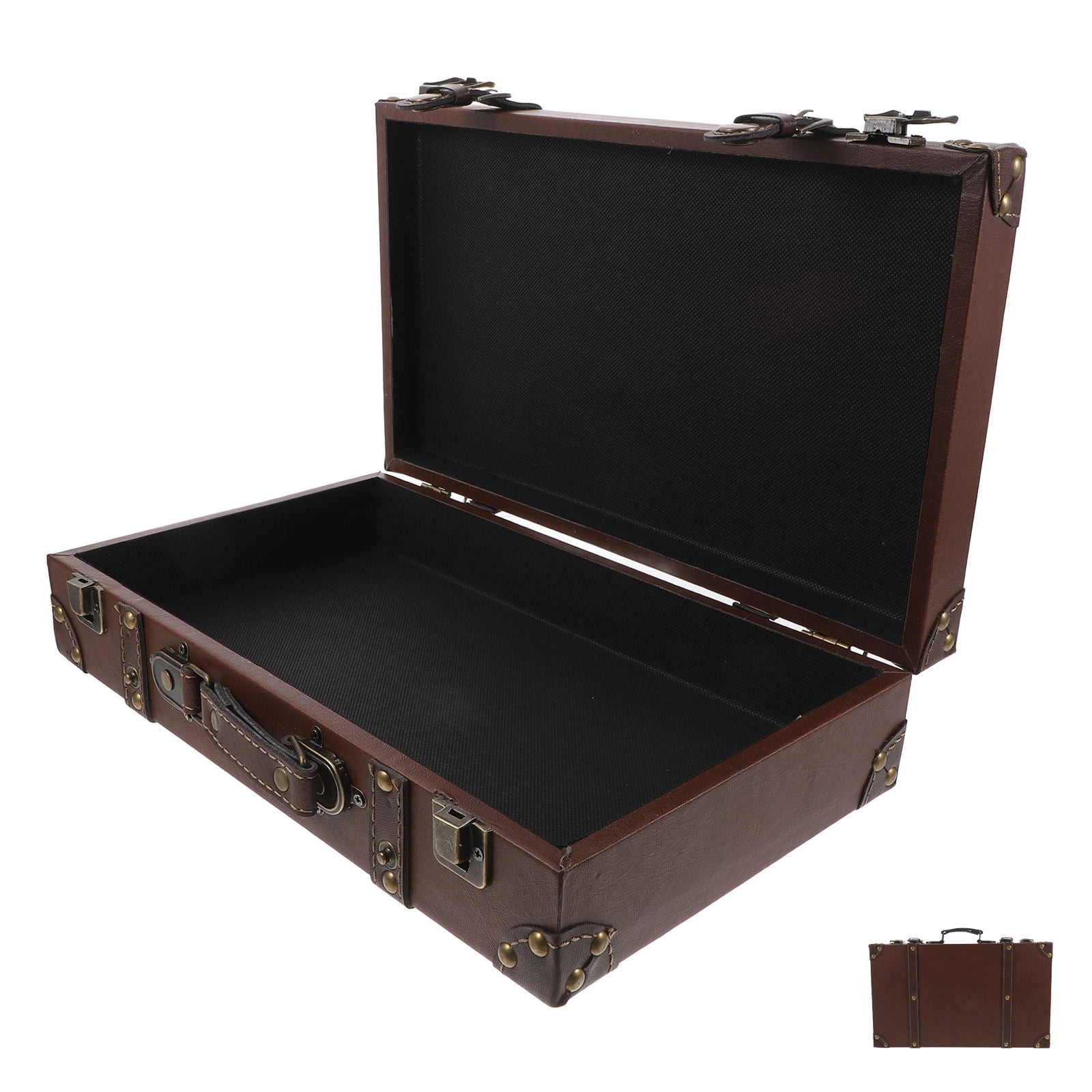 HEMOTON Retro Decorative Luggage Box with Leather Material for Home ...