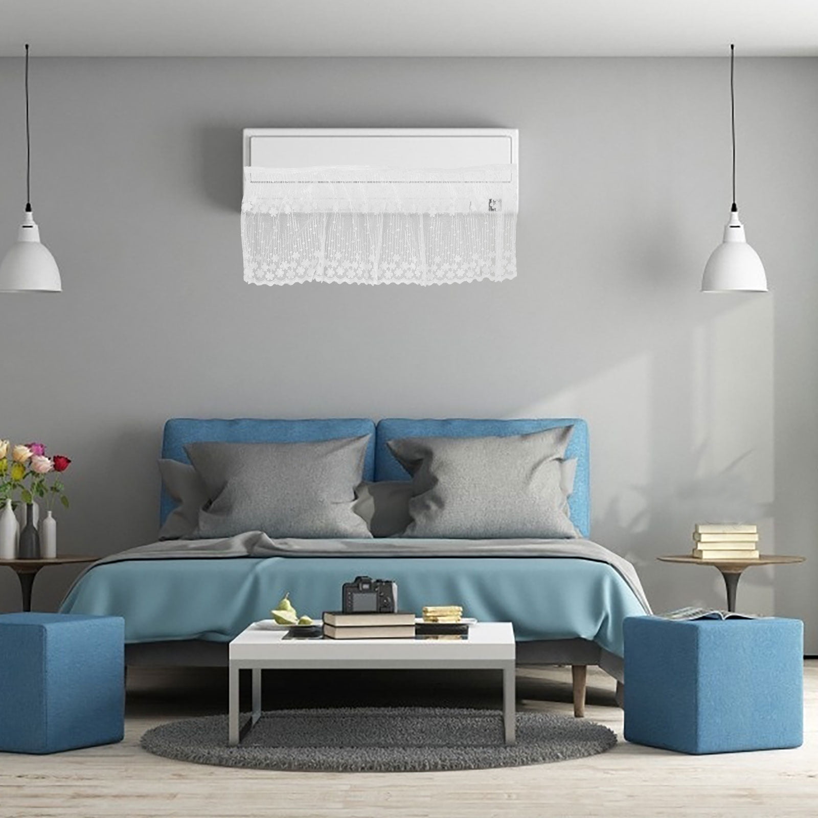 Hemoton Wall Mounted Wind Deflector Lace Curtain Anti Direct Air ...