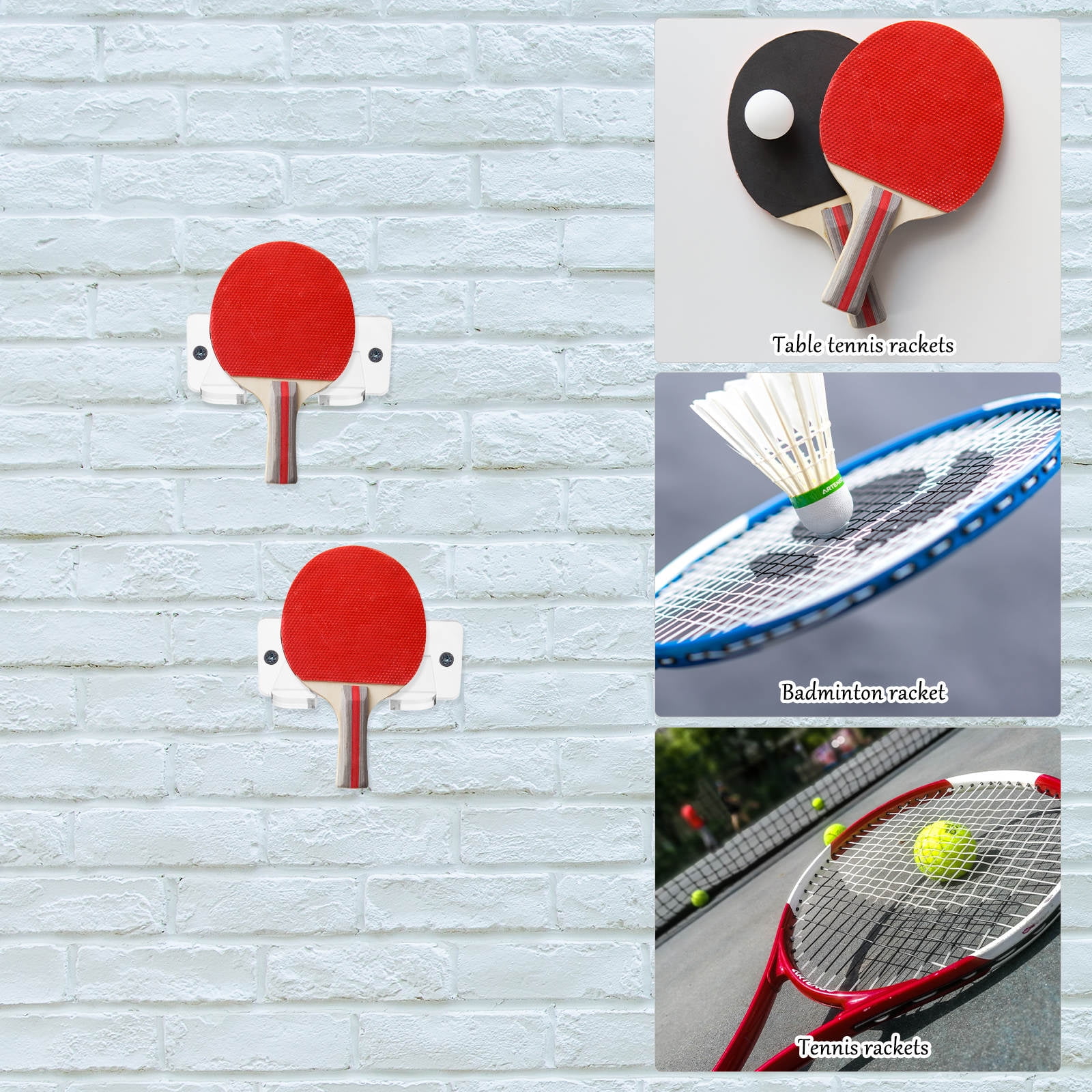 Hemoton Wall-Mounted Acrylic Table Tennis Paddle Showcase Rack ...