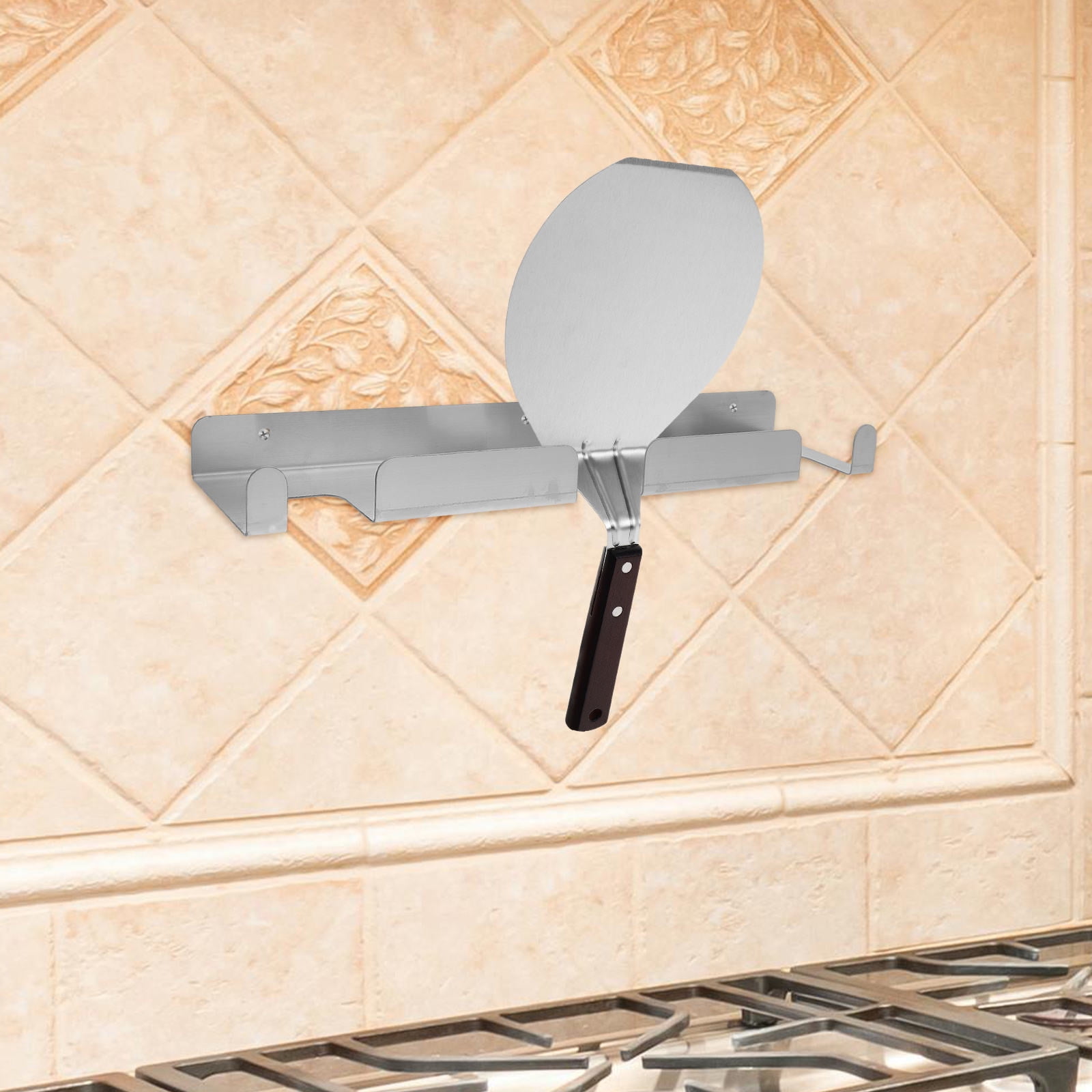 Hemoton Wall Mounted Pizza Peel Rack Stainless Steel Silver for Kitchen ...