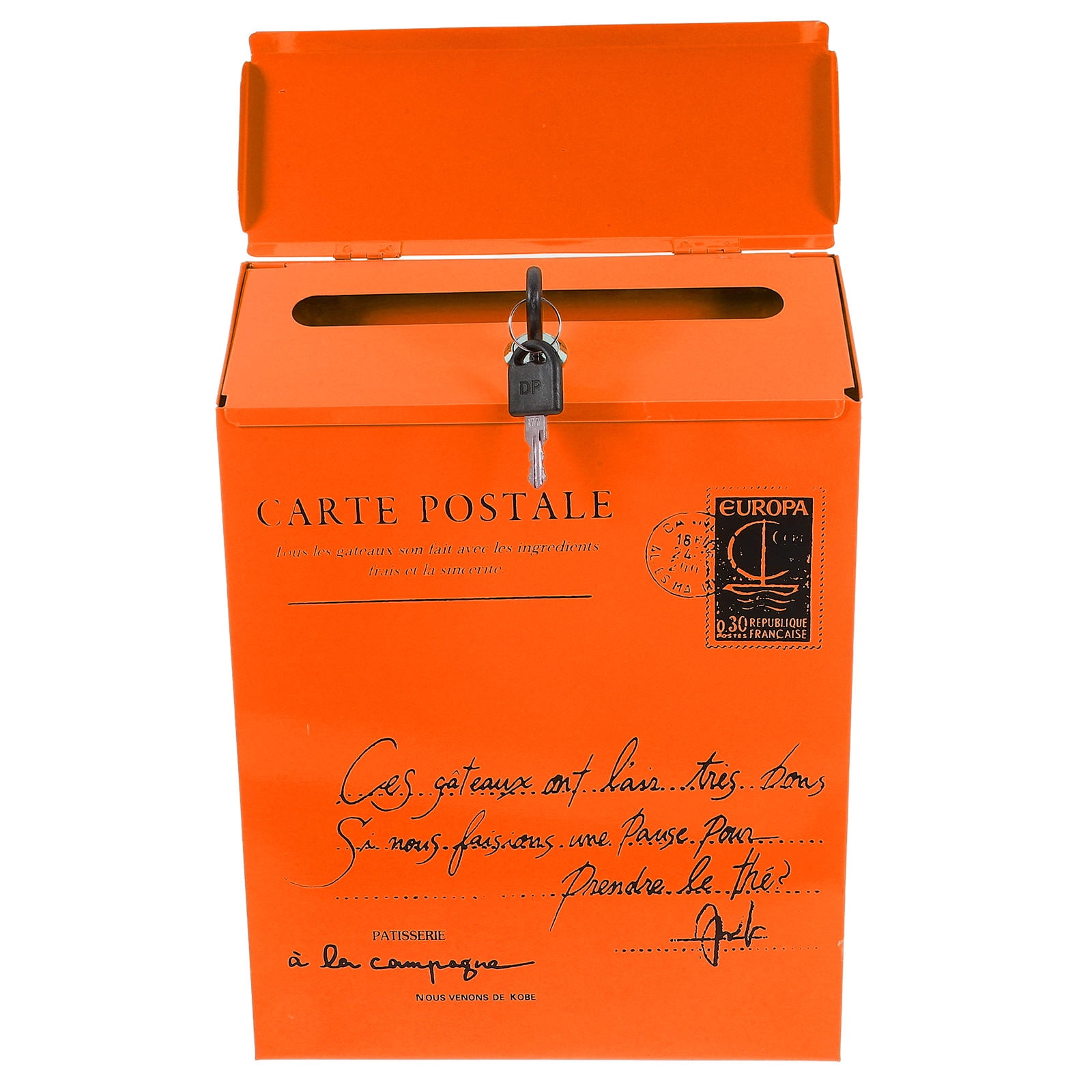 Hemoton Wall Mounted Retro Mailbox with Lock Iron Lock Letter Box ...