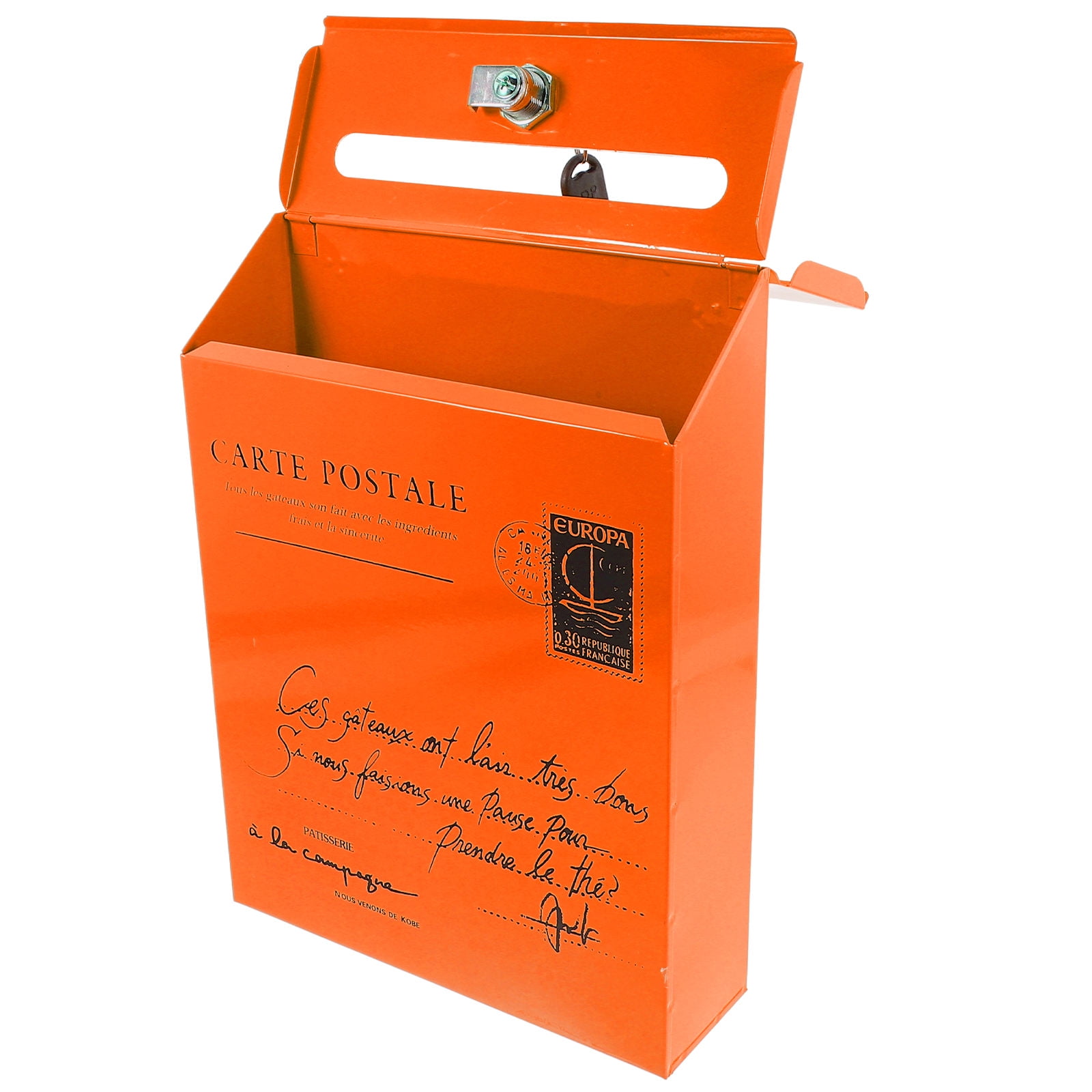 Hemoton Wall Mounted Retro Mailbox with Lock Iron Lock Letter Box ...