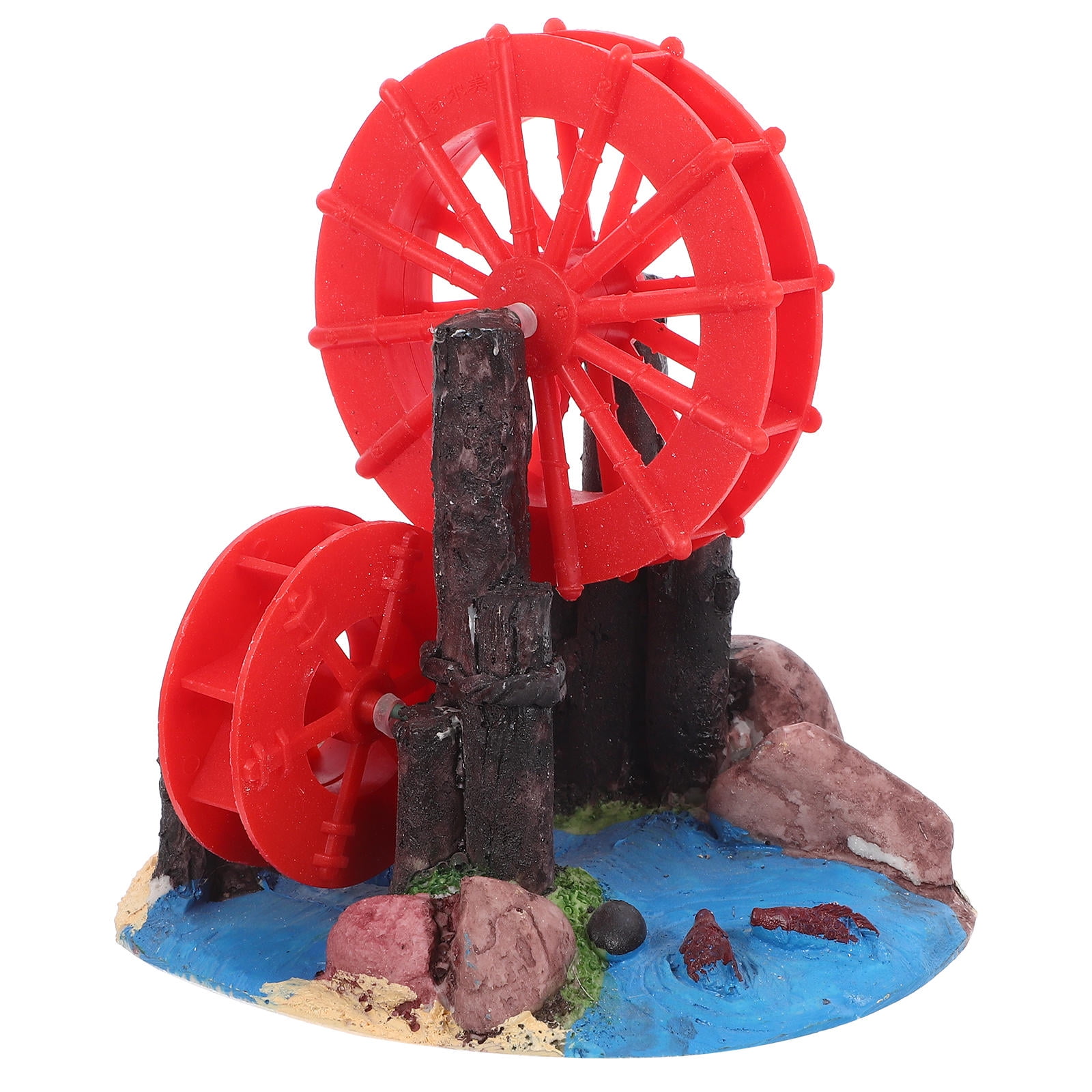 Hemoton Water Wheel Fountain for Fish Tank Artificial Rockery Wheel for ...