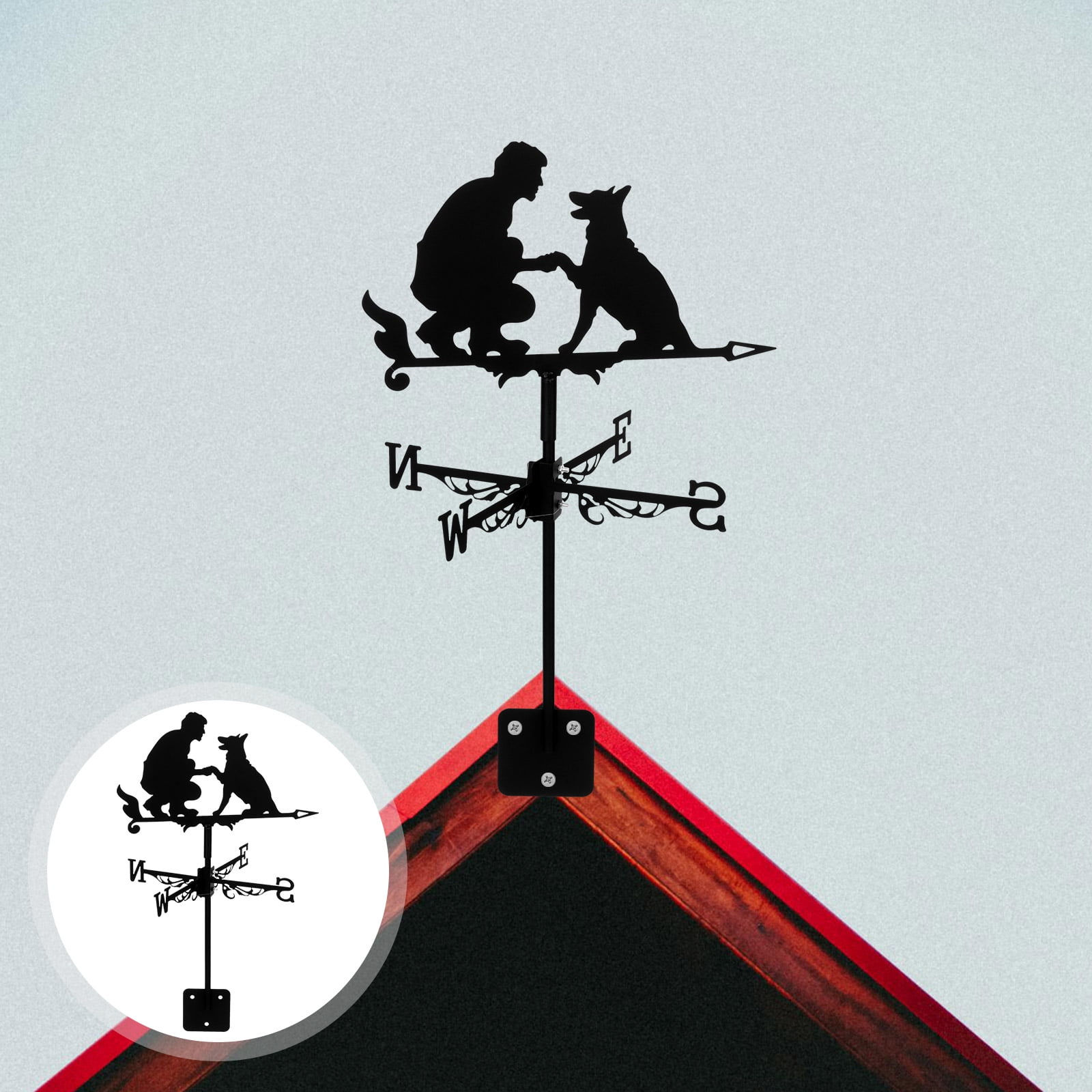 Hemoton Wind Vane Outdoor Weather Vanes Roof Mount for outside Black ...