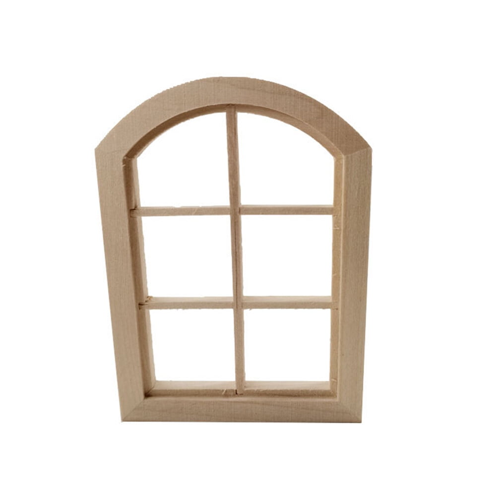 Hemoton Window Model Adornment Wooden DIY Mini Furniture Window Frame ...