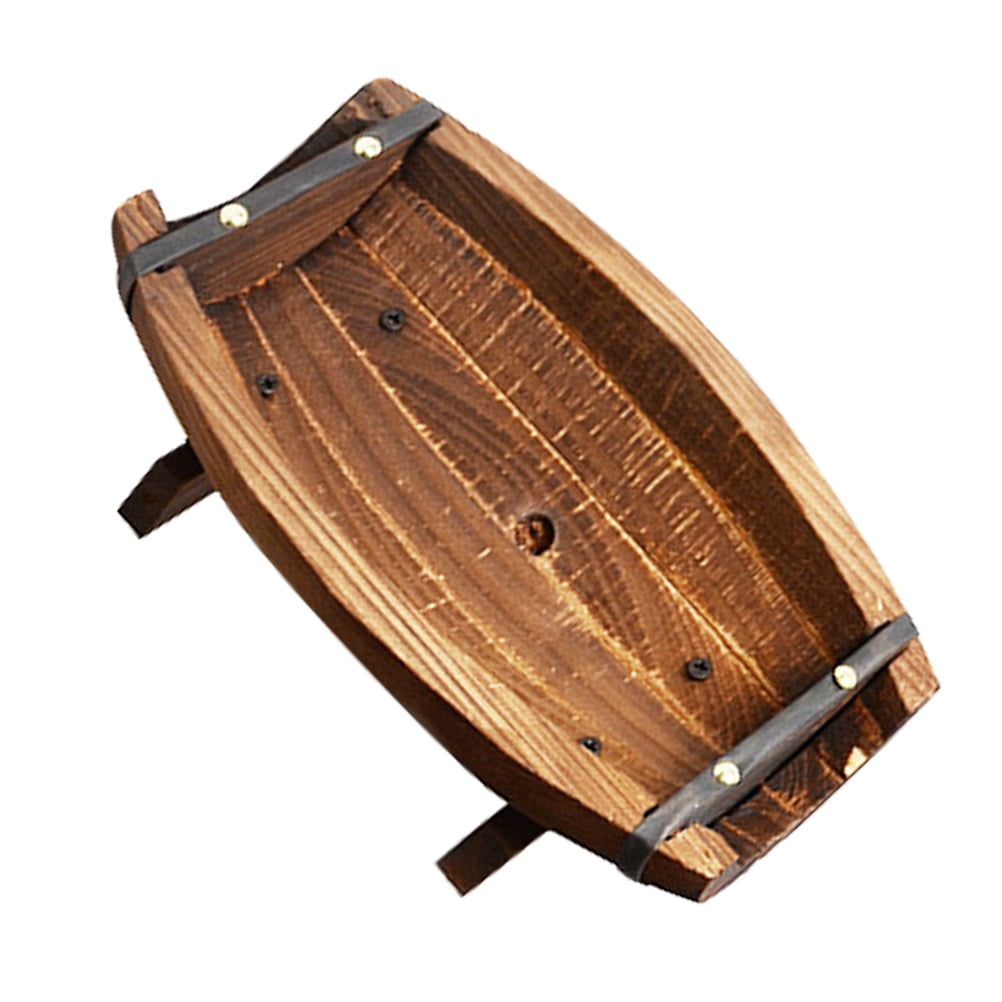 Hemoton Wood Half Barrel Planters Outdoor Wooden Flower Pot 14.5X9.2 ...