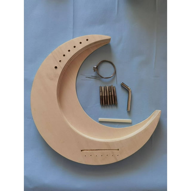 Hemoton Wood Lyre Harp 7 String Lyre Harp Moon Shape Lyre Harp Portable ...
