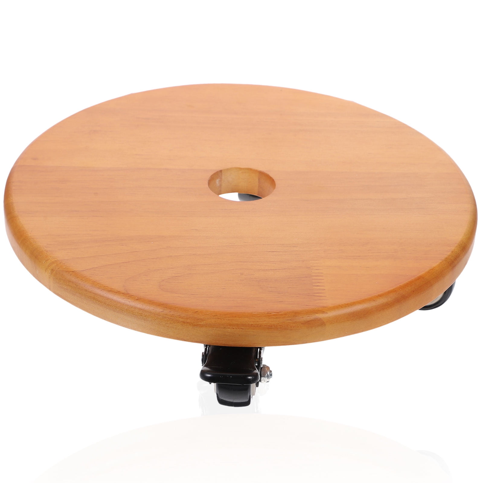 Hemoton Wood Plant Movable Tray Round Flower Pot Rack Potted Plant ...