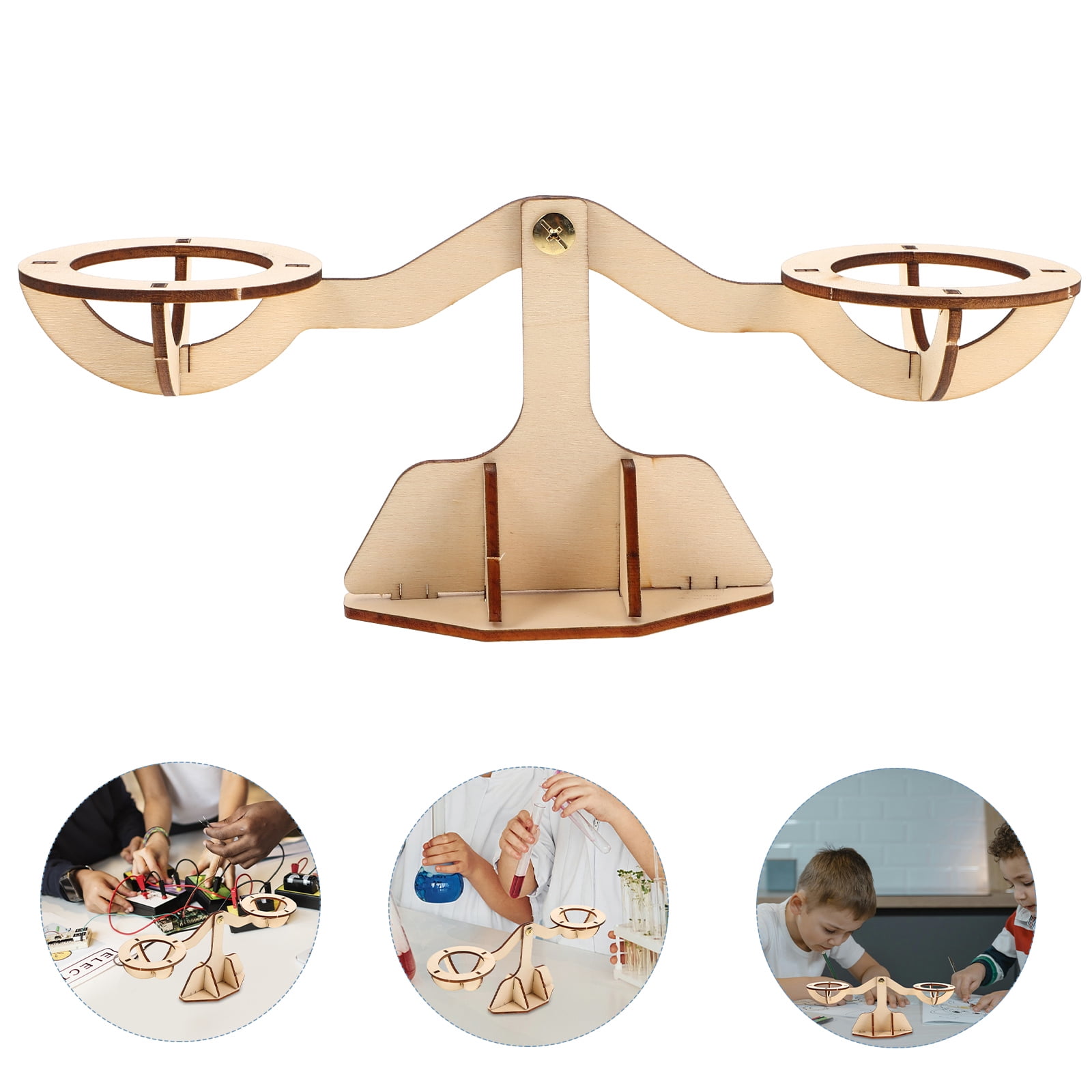Hemoton Wooden Balance Scale for Kids Khaki Science Experiment Kit with ...