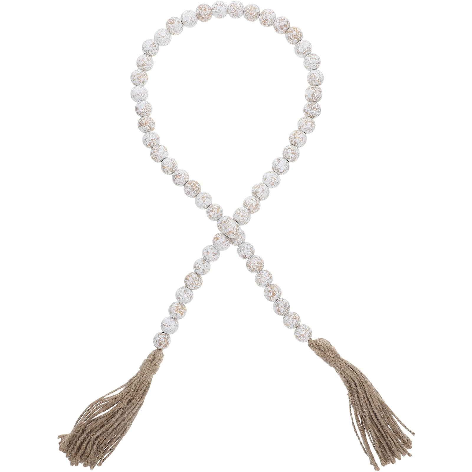 Hemoton Wooden Bead Garland with Tassels Rustic Farmhouse Prayer Beads ...