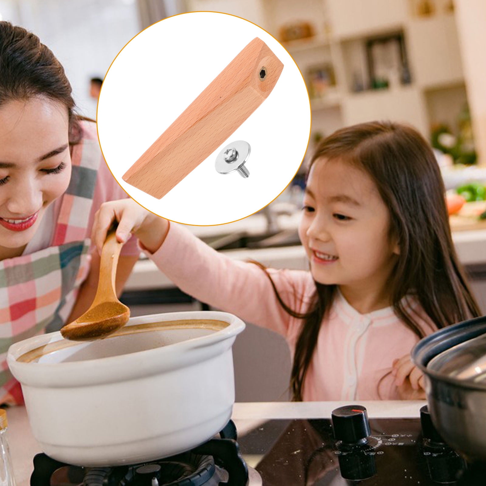 Hemoton Wooden Handle For Outdoor Camping Wok Cast Iron Pan Handle ...