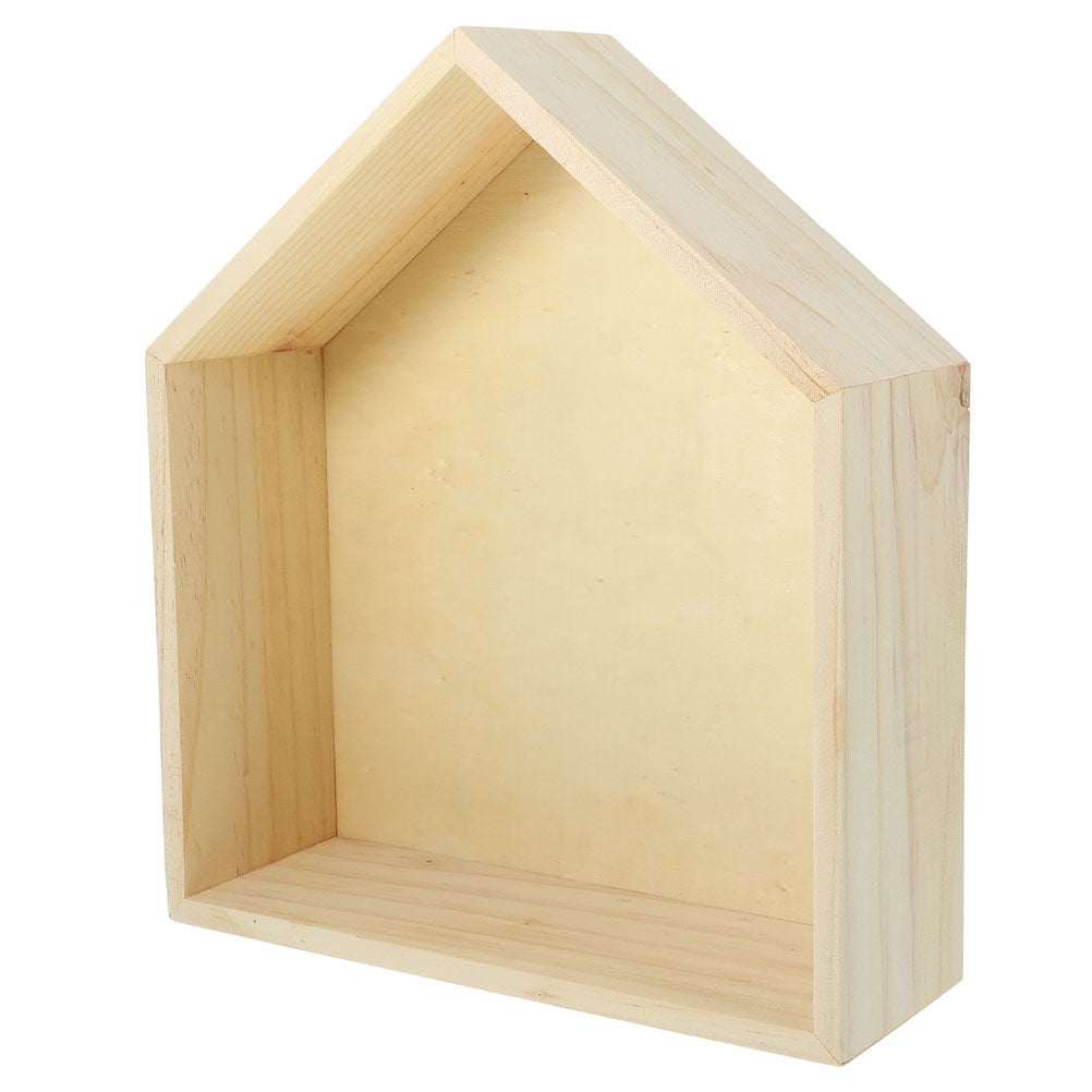 Hemoton Wooden Hanging Shelf for Home Use Light Yellow Wall Mount ...