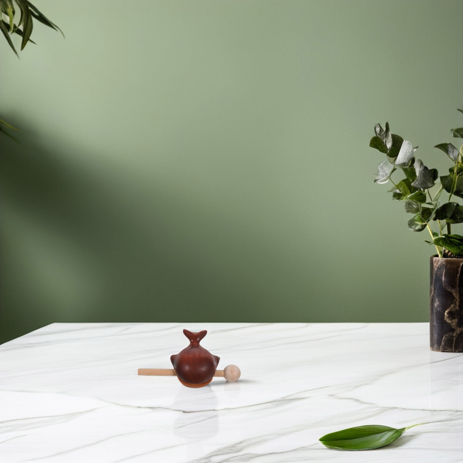 Hemoton Wooden Temple Block With Mallet Hand Carved Whale Figurine Wood ...