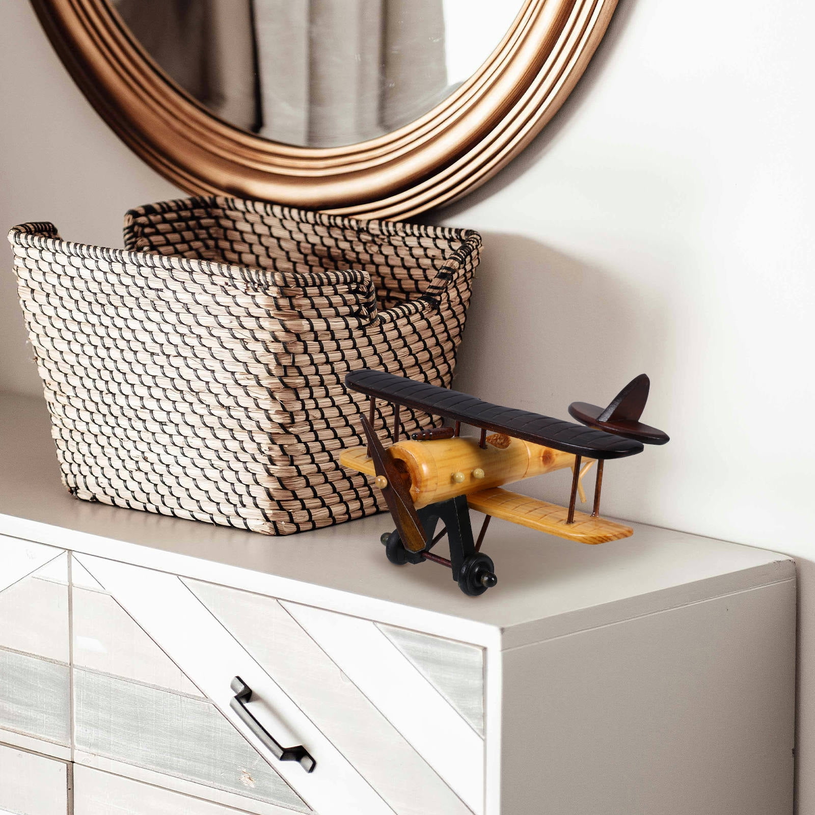 Hemoton Wooden Vintage Airplane Small Wooden Airplane Toy Plane Decor ...