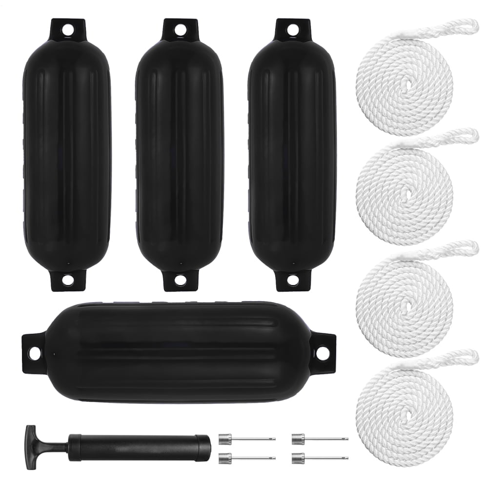 Hemousy 10x30in Inflatable Boat Fenders 4-Pack, PVC Ribbed Dock Bumpers ...
