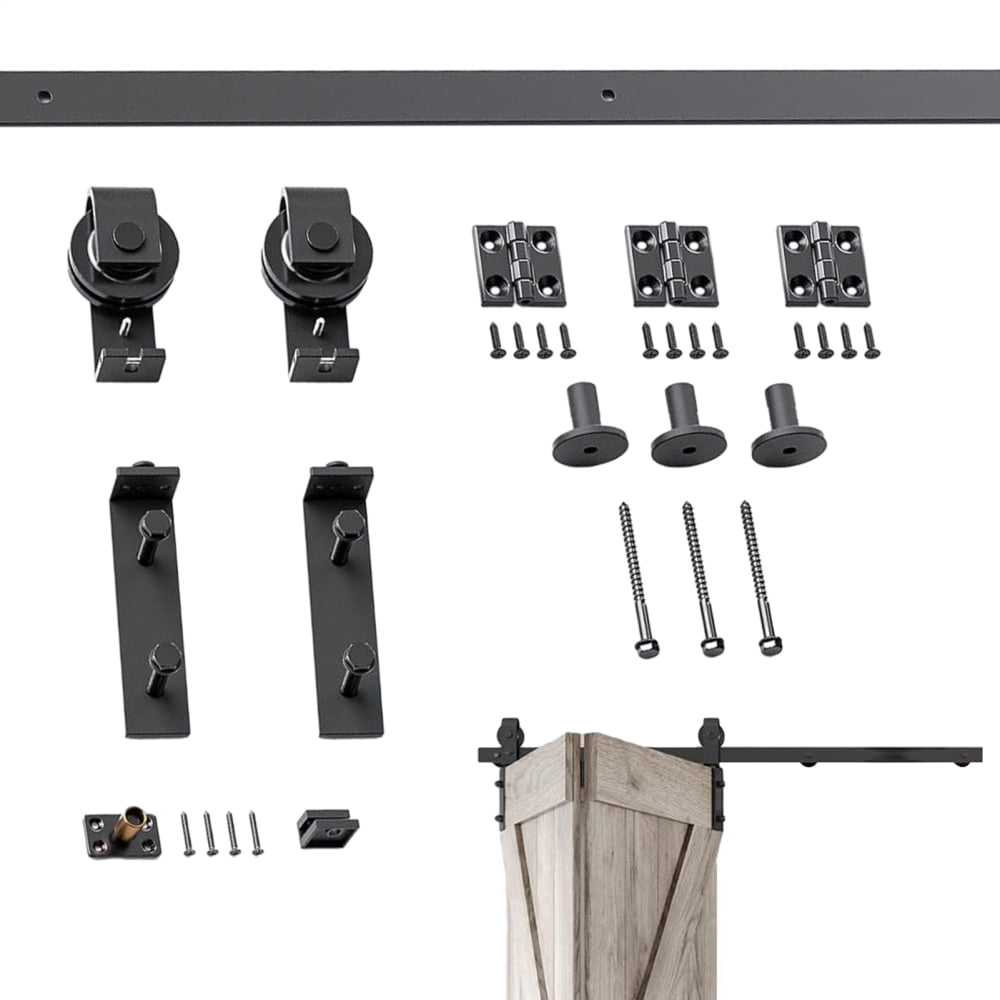 Hemousy 28" Folding Barn Door Kit for 24" 2-Door, Heavy Duty Carbon ...