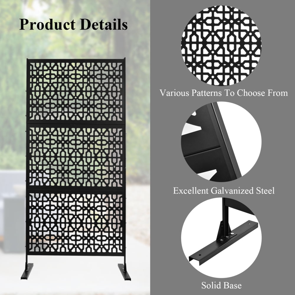 Hemousy 3Pcs 77.5"x36.4" Standalone Decorative Garden Privacy Screen ...
