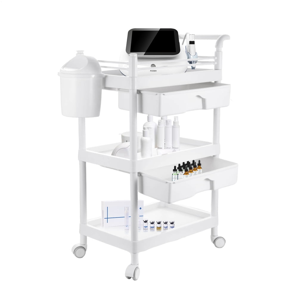 Hemousy ABS Salon Storage Cart, 3-Tier Utility Cart with Rail Drawer ...