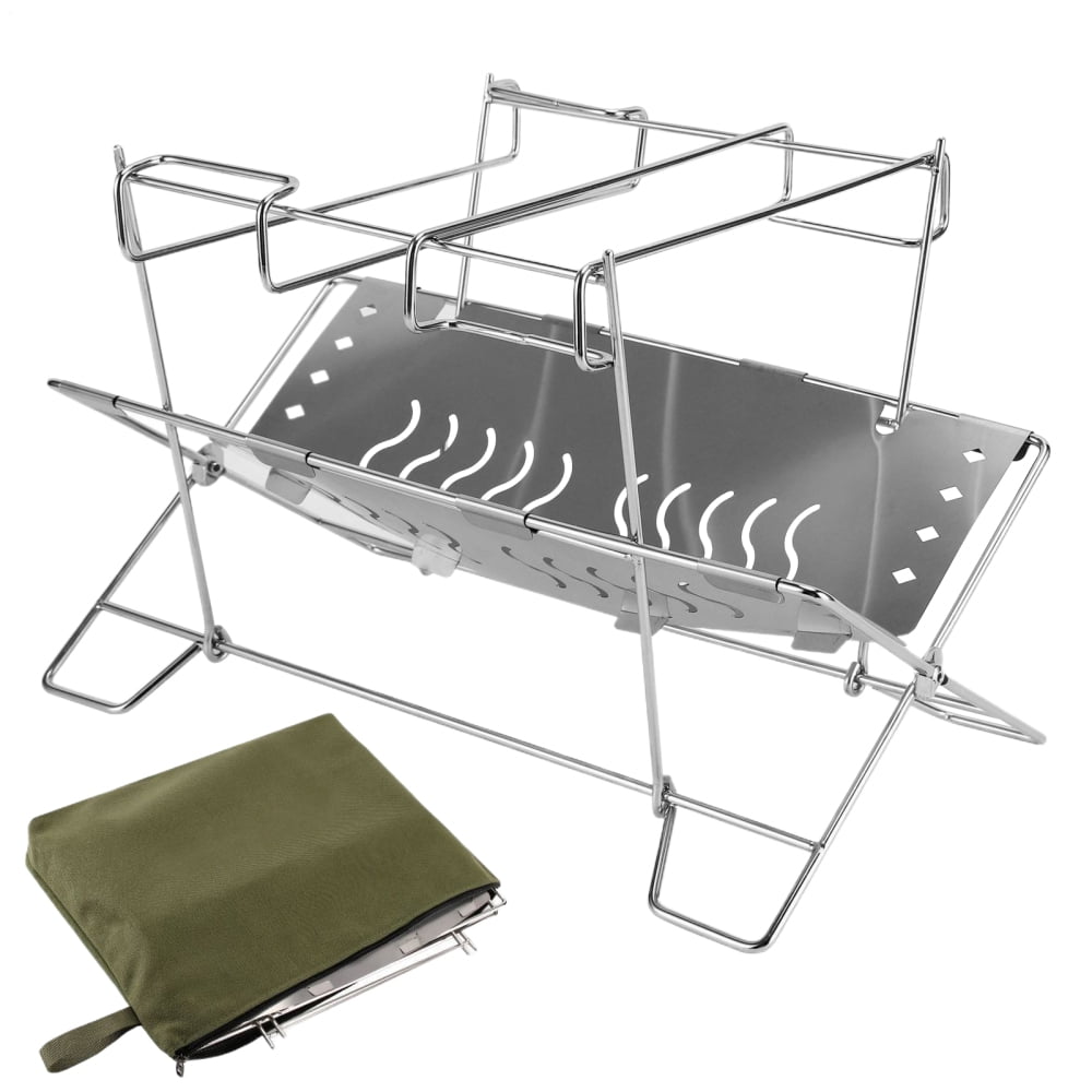 Hemousy Barbecue Grill Rack Stainless Steel Folding Camping Firepit ...