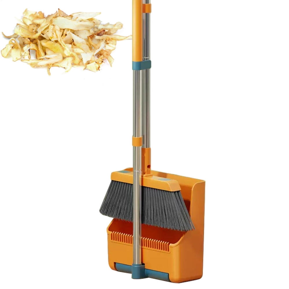 Hemousy Broom with Dust Pan Dustpan with Adjustable Handle 180 Degree ...