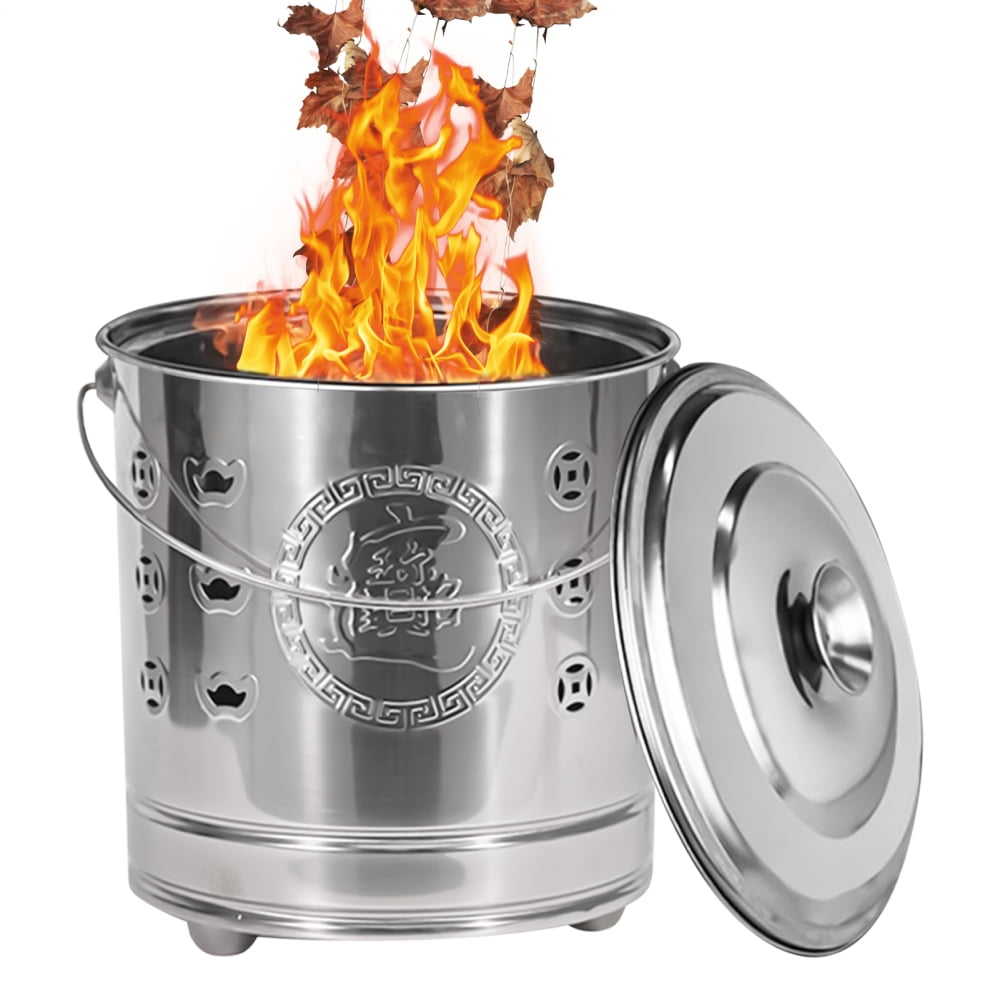 Hemousy Burn Barrel Fire Barrel Portable with Fire Hook And Liner ...