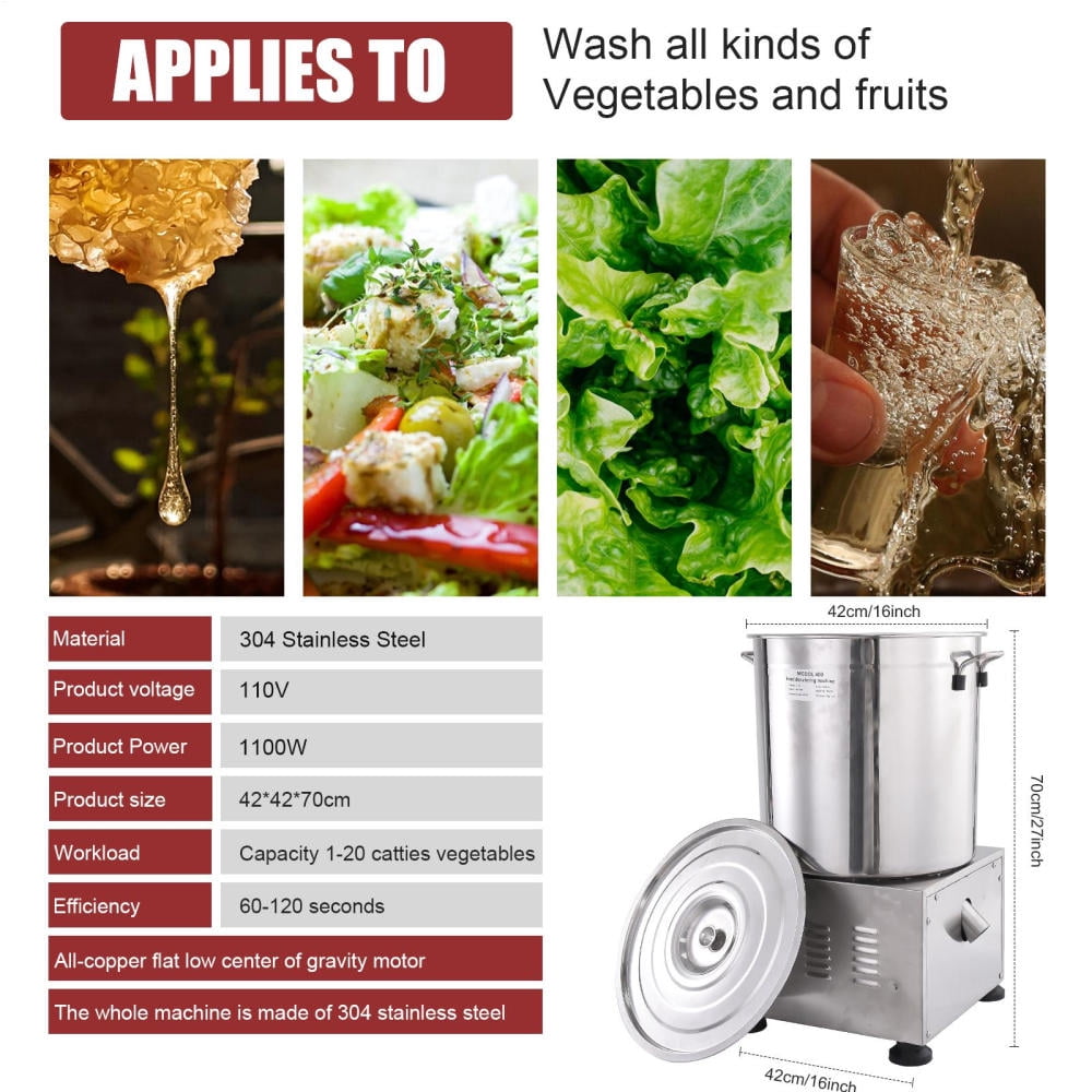 Hemousy Commercial Salad Spinner 30L/7.9Gal, 110V 1100W Electric ...