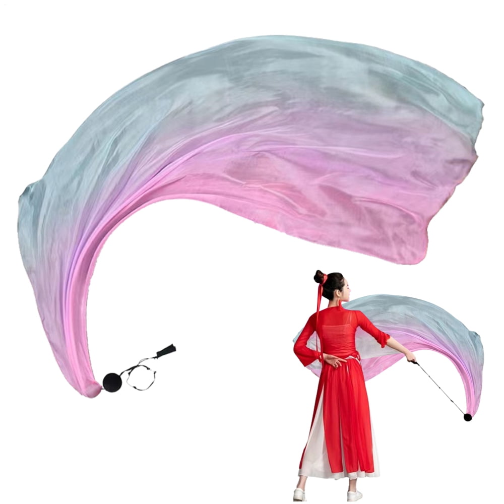 Hemousy Dance Silk Veil Poi Belly Dance Silk Scarf Veils Poi Streamer ...
