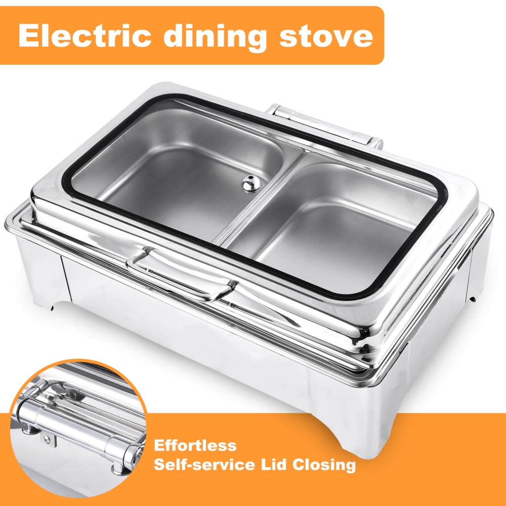 Hemousy Double Compartment Buffet Warmer, Mirrored Polishing ...