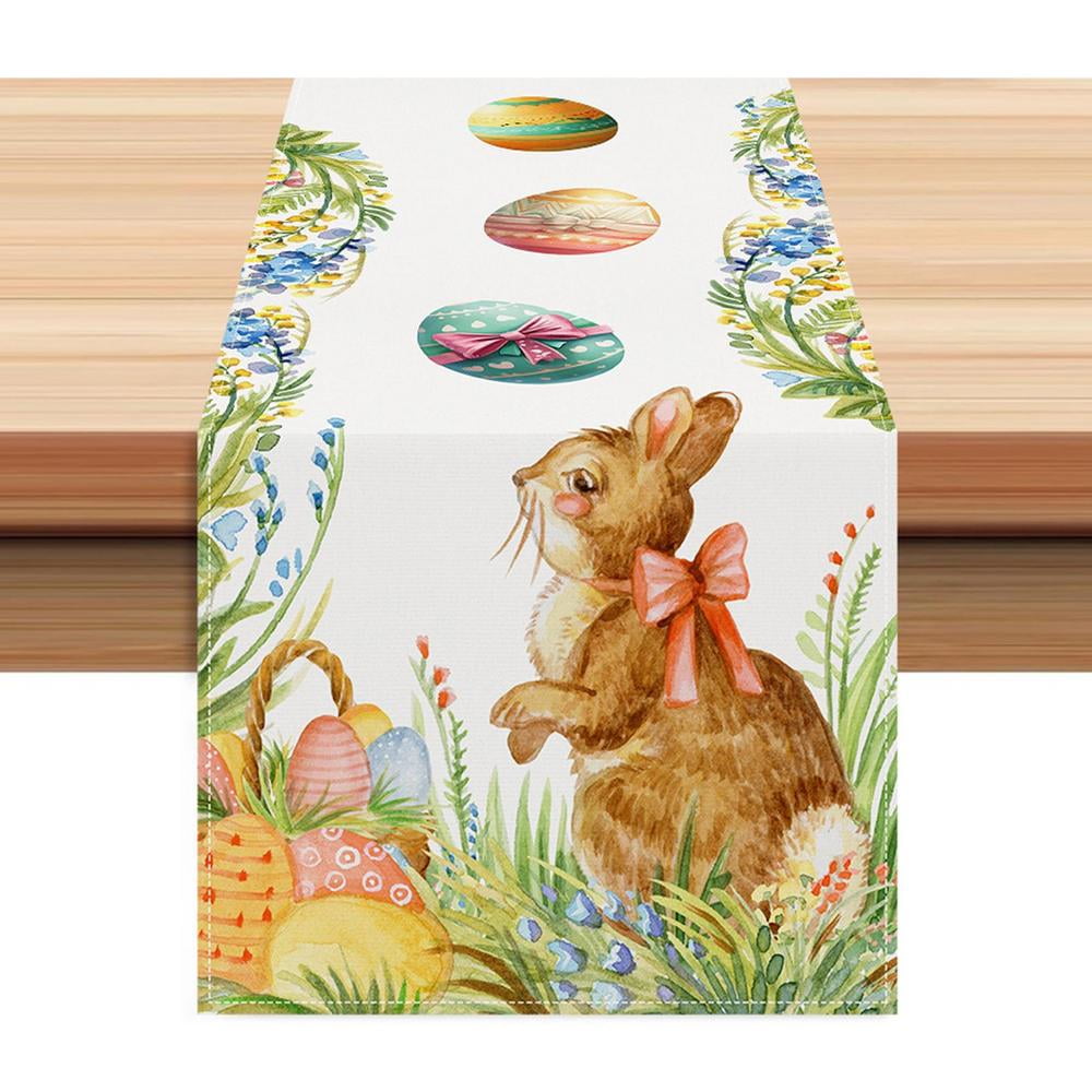 Hemousy Easter Decorations for Home Rustic Easter Egg Table Runner 13x72 Inch Table Decoration ...