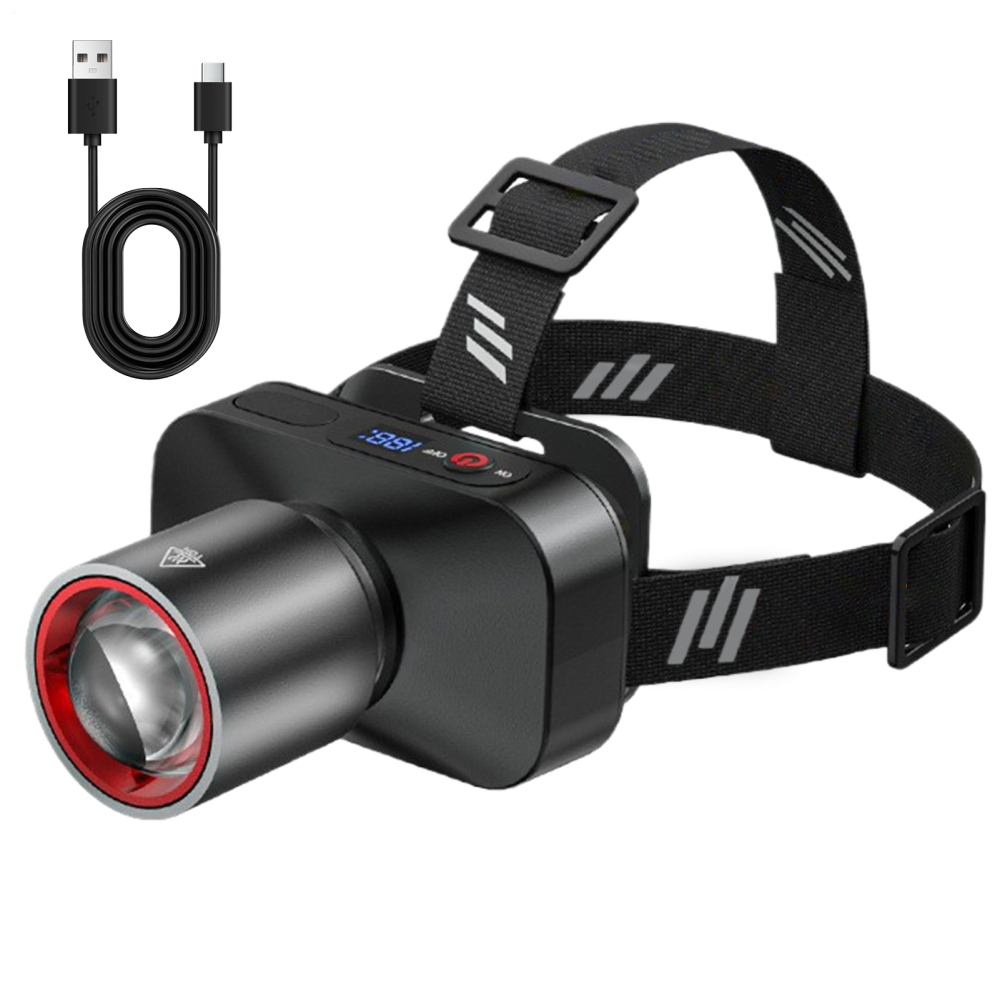 Hemousy Headlamp Rechargeable Head Flashlight Adjustable Brightness ...
