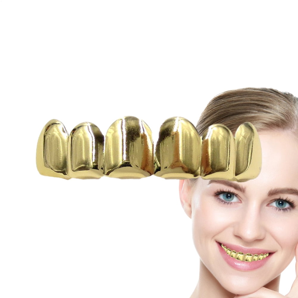 Hemousy Hip Hop Braces Shining Grillz Caps for Teeth Copper Plated Gold ...