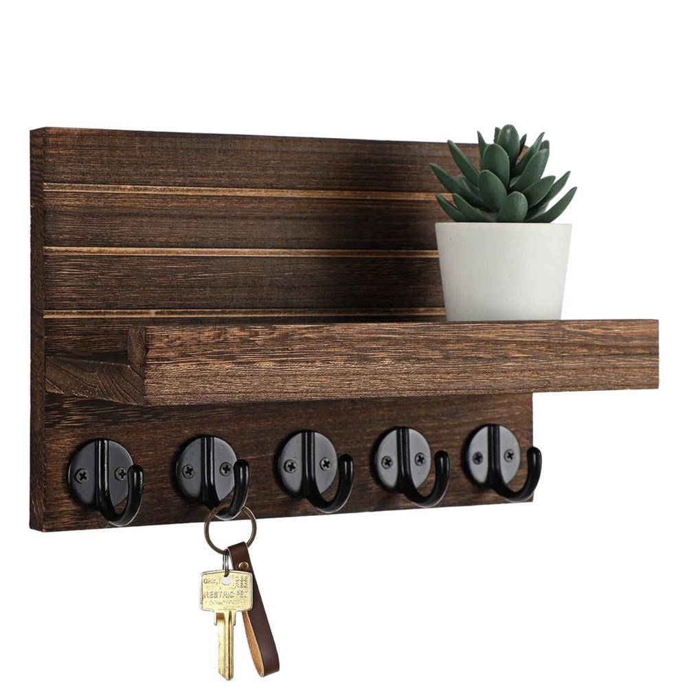 Hemousy Key Holder For Wall Wooden Key And Mail Organizer Rustic Mail ...