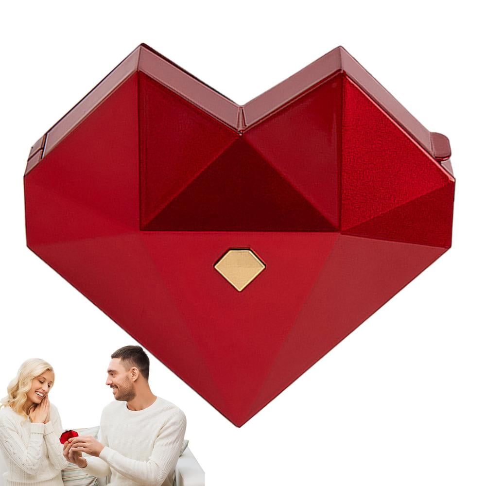 Hemousy Love Shaped Ring Box Wedding Ring Case Jewelry Protector Box ...