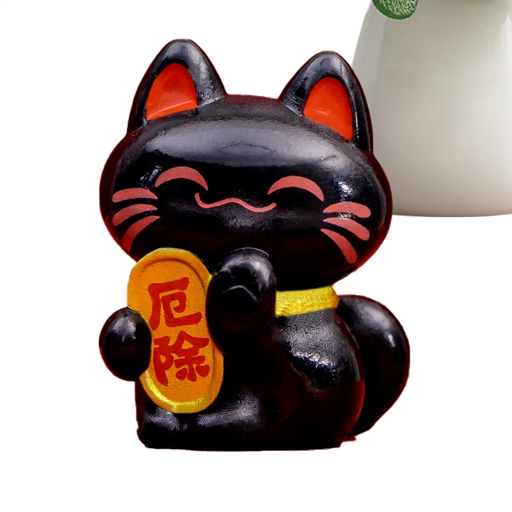 Hemousy Lucky Fortune Cat Cute Wealth Cat Figurine Collectible Fortune ...