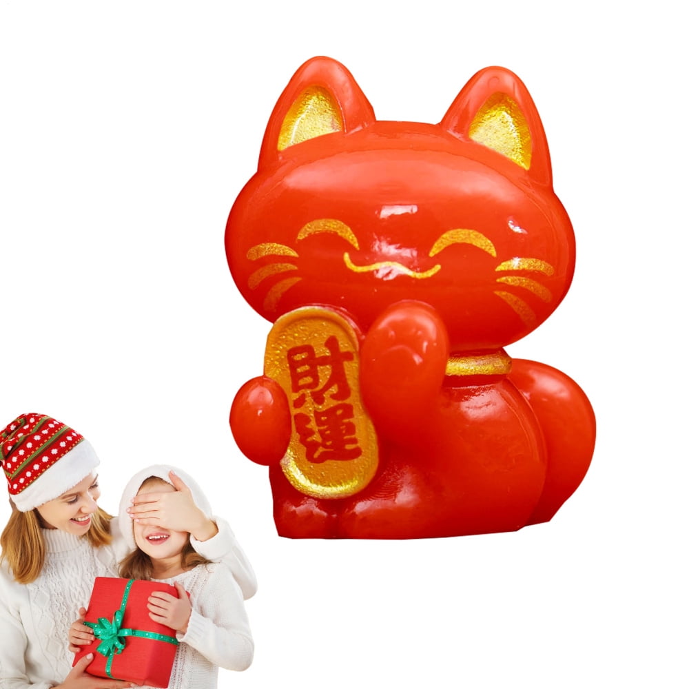 Hemousy Maneki Neko Figurine Cute Wealth Cat Figurine Collectible ...