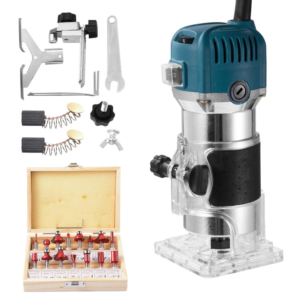 Hemousy Professional Woodworking Router with 6-Speed & 15 Router Bits ...