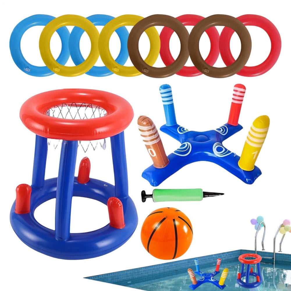 Hemousy Swimming Pool Toys Floats Pool Toys Games Set Basketball Ring ...