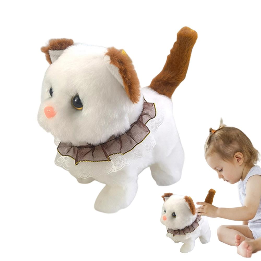 Hemousy Tail Wagging Head Nodding Cat Toy Realistic Robot Cat Walking ...