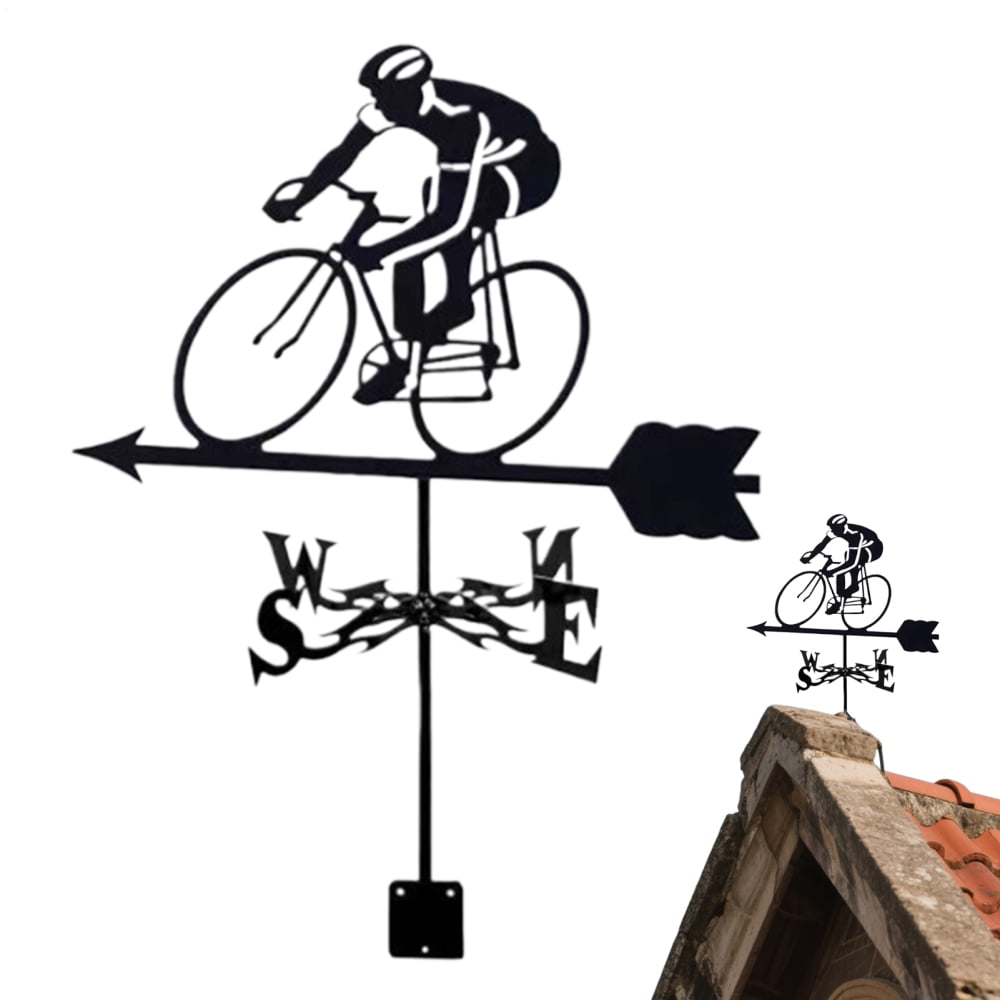 Hemousy Wind Vane Bike Riders Wind Direction Indicator Weathercock Roof Stake Direction ...