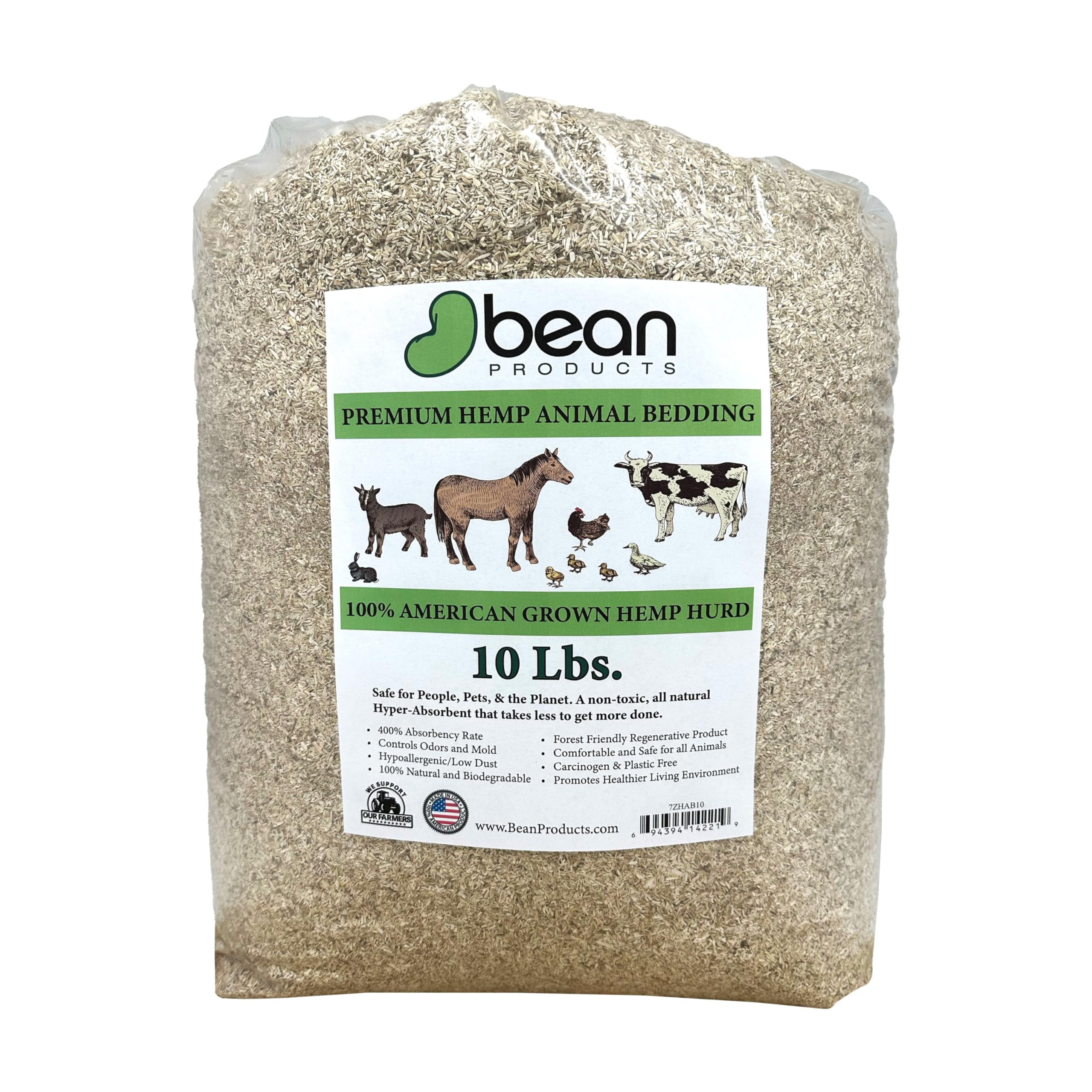 Hemp Animal Bedding 10 Lbs Natural Ground Hurds, Super Absorbent Dust ...