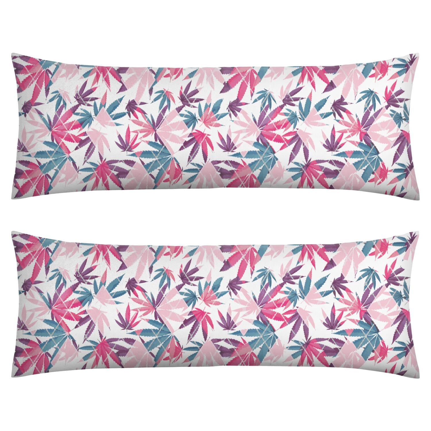 Hemp Leaf Print Body Pillow Case 20x54 Inches - Soft & Breathable ...