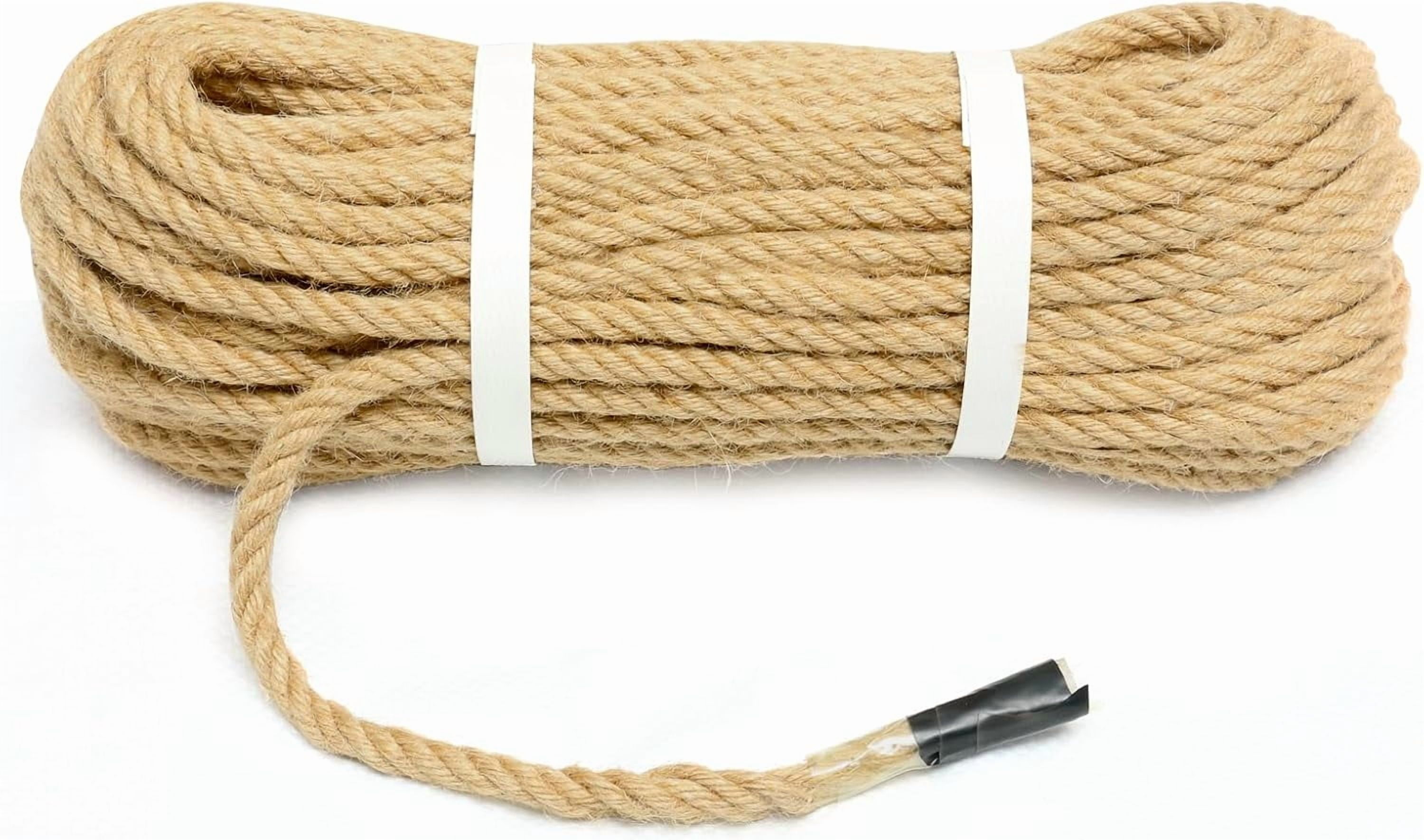 Hemp Rope, 1/3 Inch, 100 Feet - Twisted Jute Rope for Deer, Tug of War ...